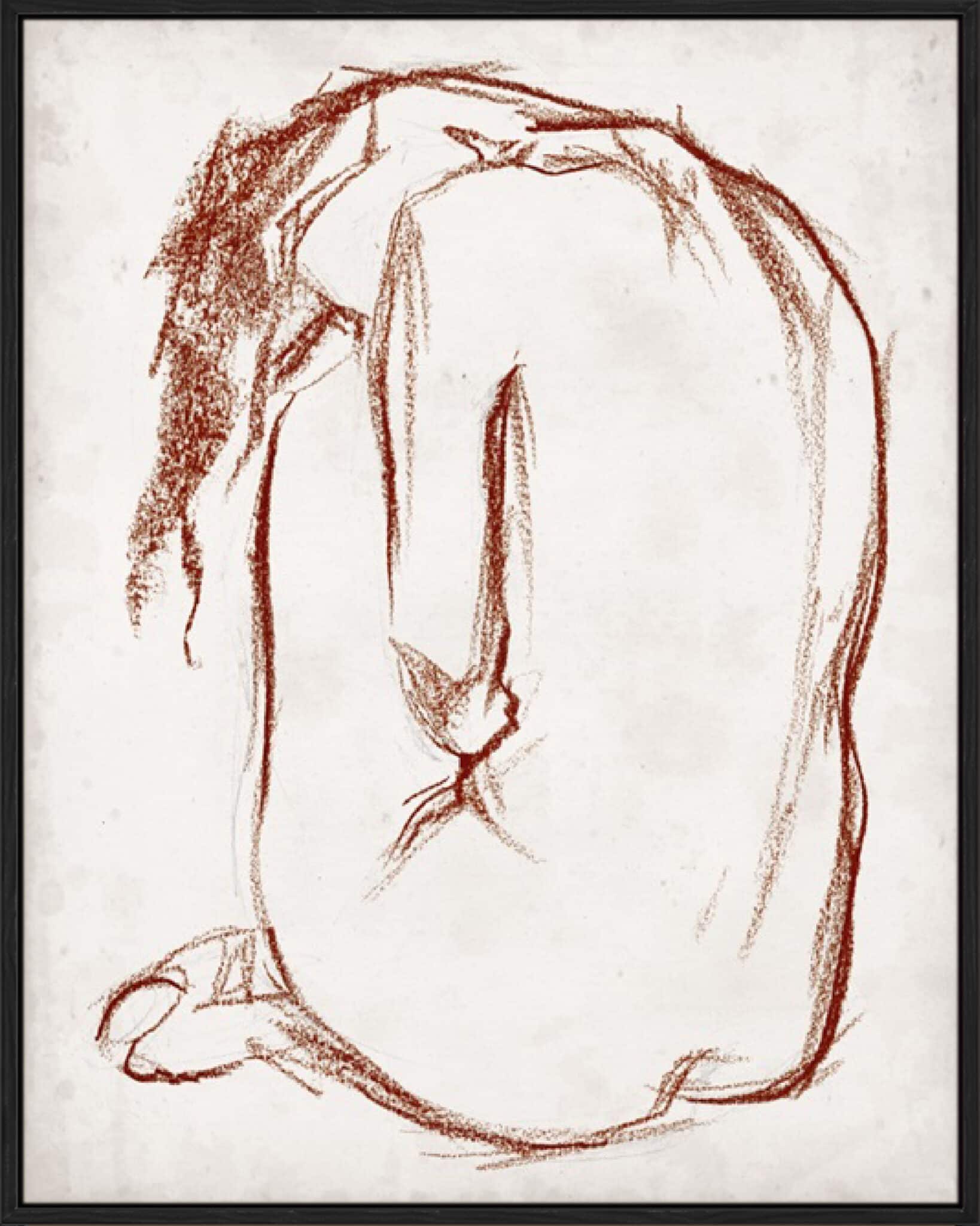 Rust Charcoal Nude Study II - Canvas - La Grolla